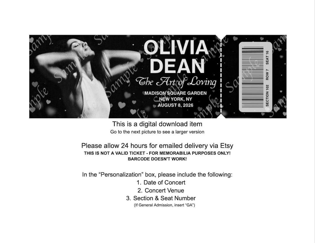 Olivia Dean - Custom the Art of Loving Concert Ticket (digital File) - Etsy