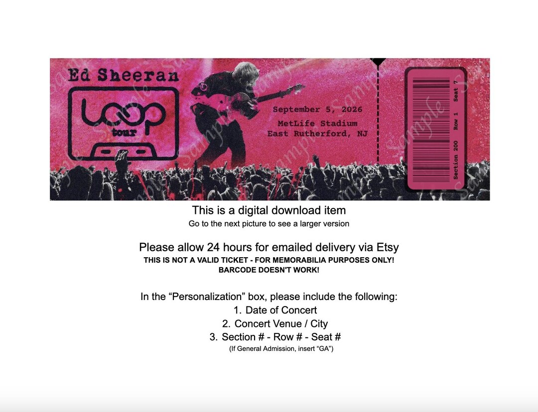 Ed Sheeran - LOOP Tour Custom Ticket (digital File) - Etsy