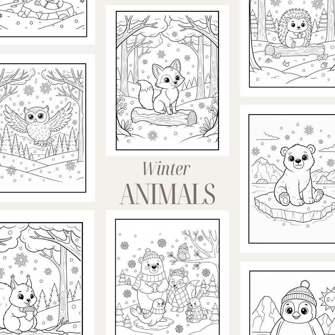 Winter Animal Coloring Page Printable Arctic Activity Book Kindergarten ...