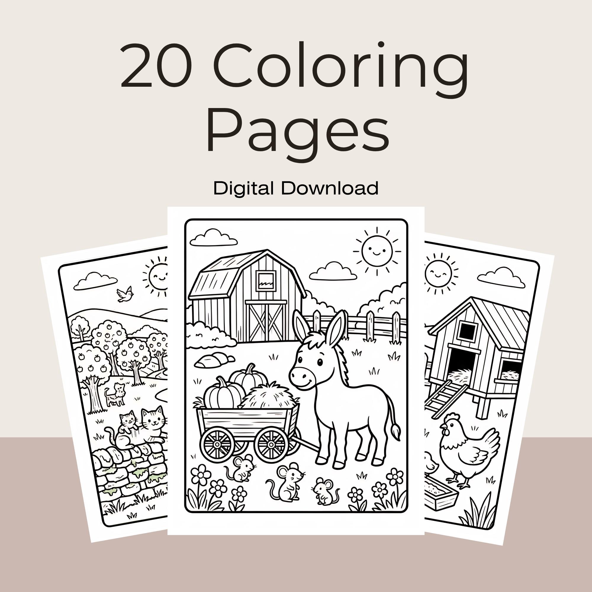 Farm Coloring Page Printable Activity Sheet Kindergarten Farm Worksheet ...