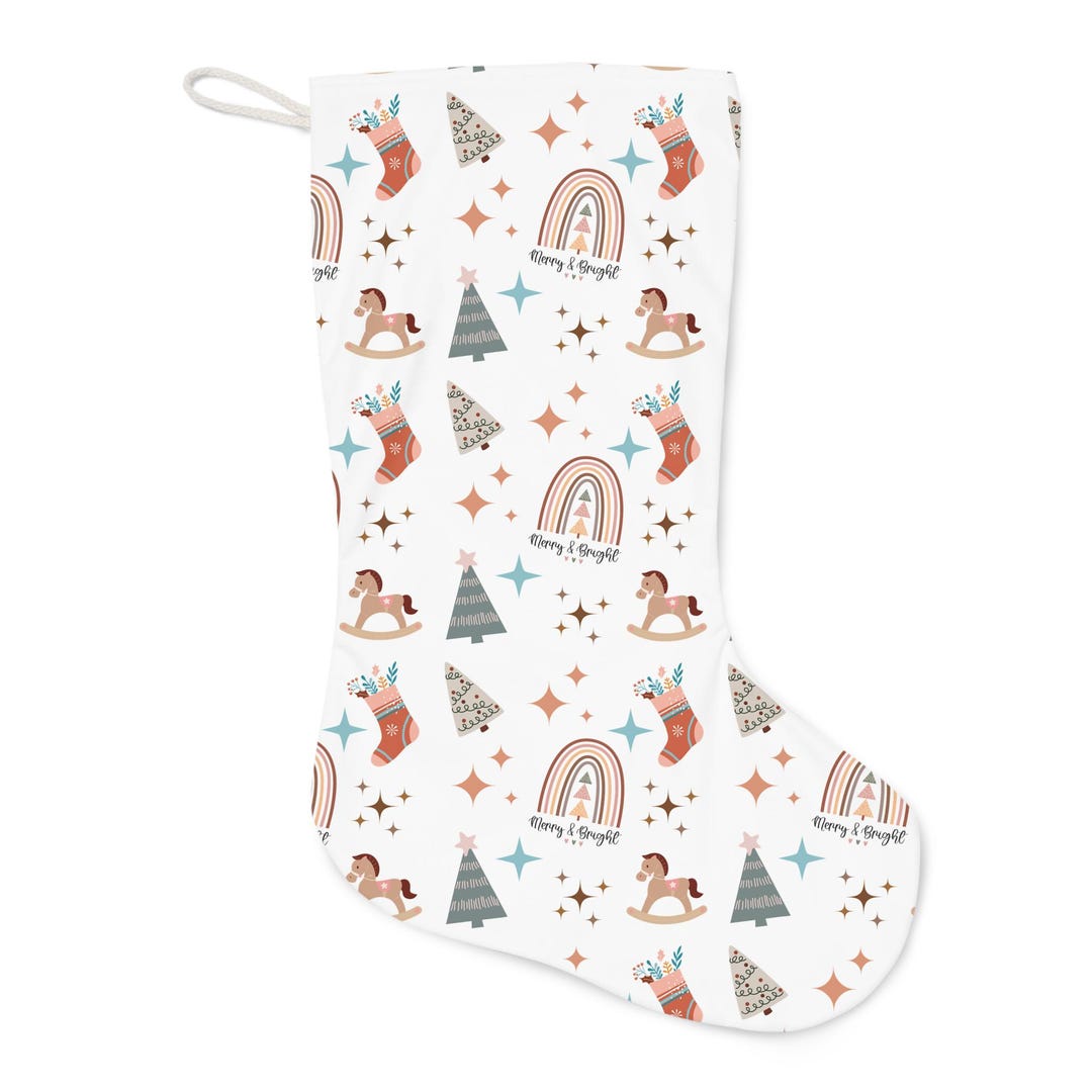 Retro Rainbow & Stocking Pattern Christmas Stocking - Etsy