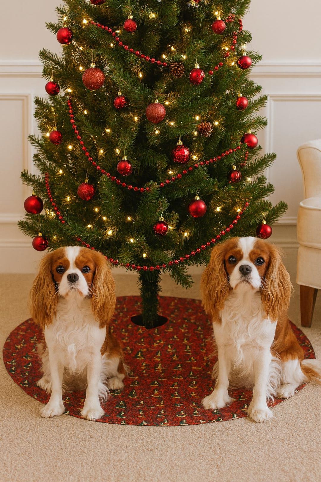 Christmas Dog Tree Skirt Cavalier Decor - Etsy