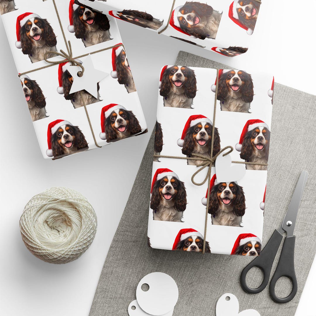 Cavalier Christmas Wrapping Paper Tri Color Dog Gift Wrap - Etsy
