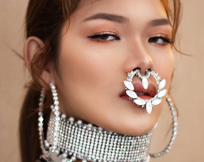 Long Spike Septum Piercing, Punk Spikes Nose Ring, Body Jewelry, 16G ...