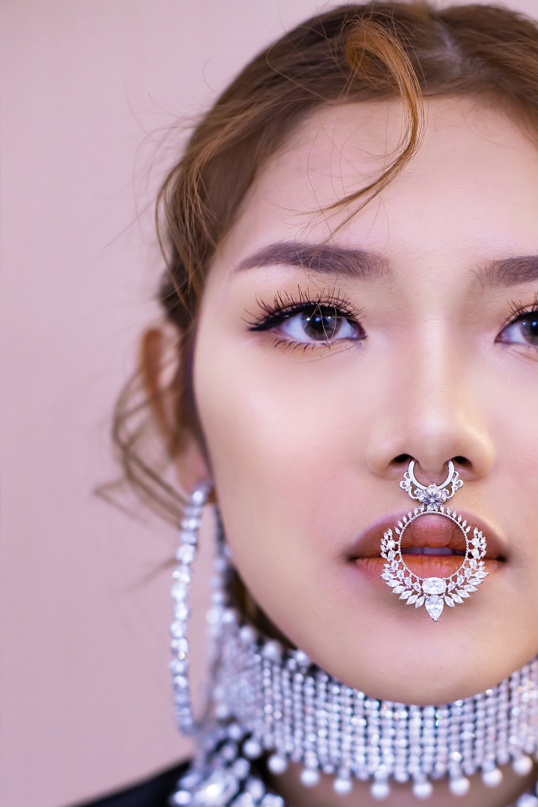 Diamond Crystal Septum Ring, Body Jewelry, Hand Made Septum Ring, Non ...