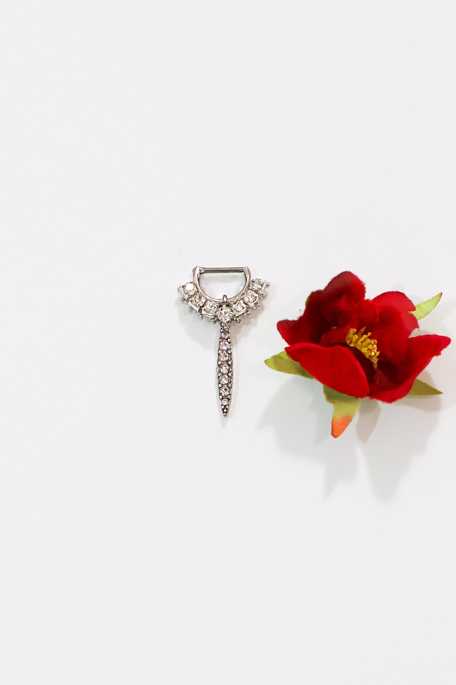 Silver Septum Ring Rhinestone Septum Ring Clicker Septum - Etsy