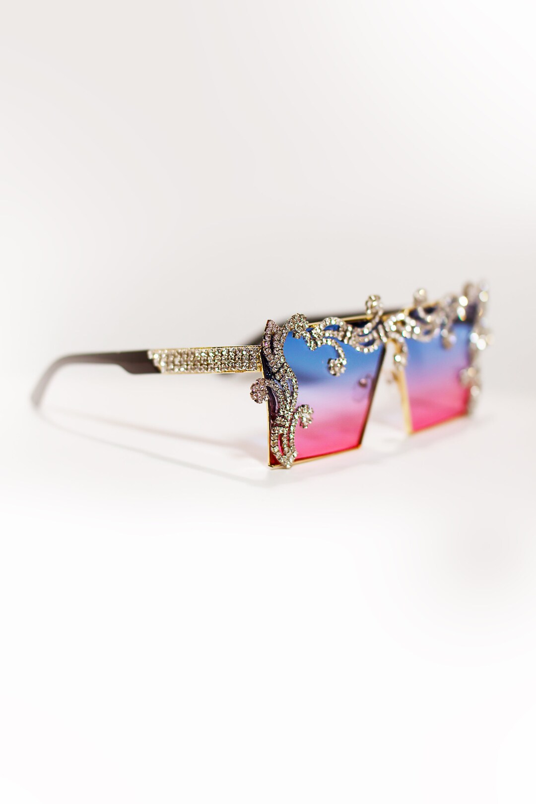 Gradient Embellished Stunner Shades, Gradient Stunners, Square Jeweled ...