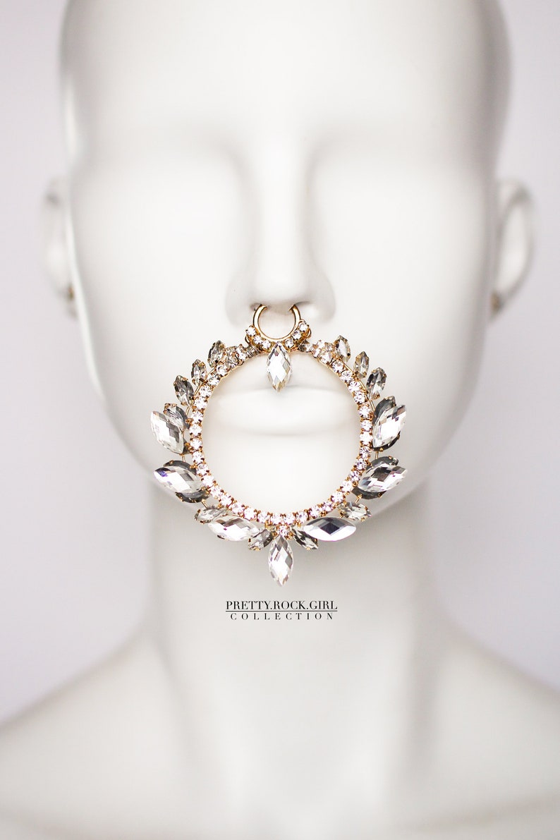 Extra Large Oversized Crystal Septum Ring Crystal Fake Septum | Etsy
