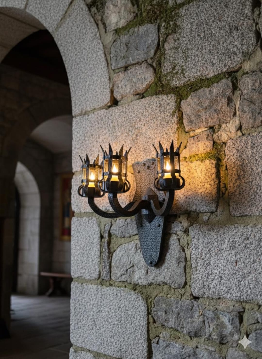 Medieval Castle Wall Sconce -3 Candle, LED Light With Remote and Timer ...
