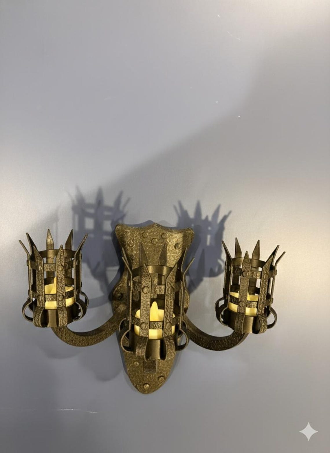 Medieval Wall Sconce -3 Candle, LED Light With Remote,3d Printed Castle ...