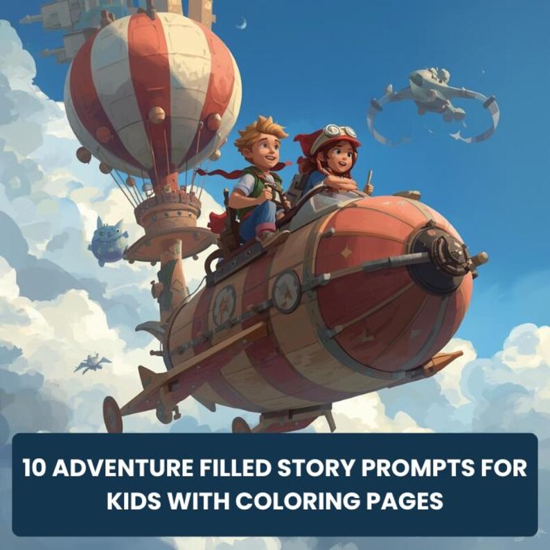 10 Printable Creative Writing Prompts for Kids With Coloring Pages - Etsy