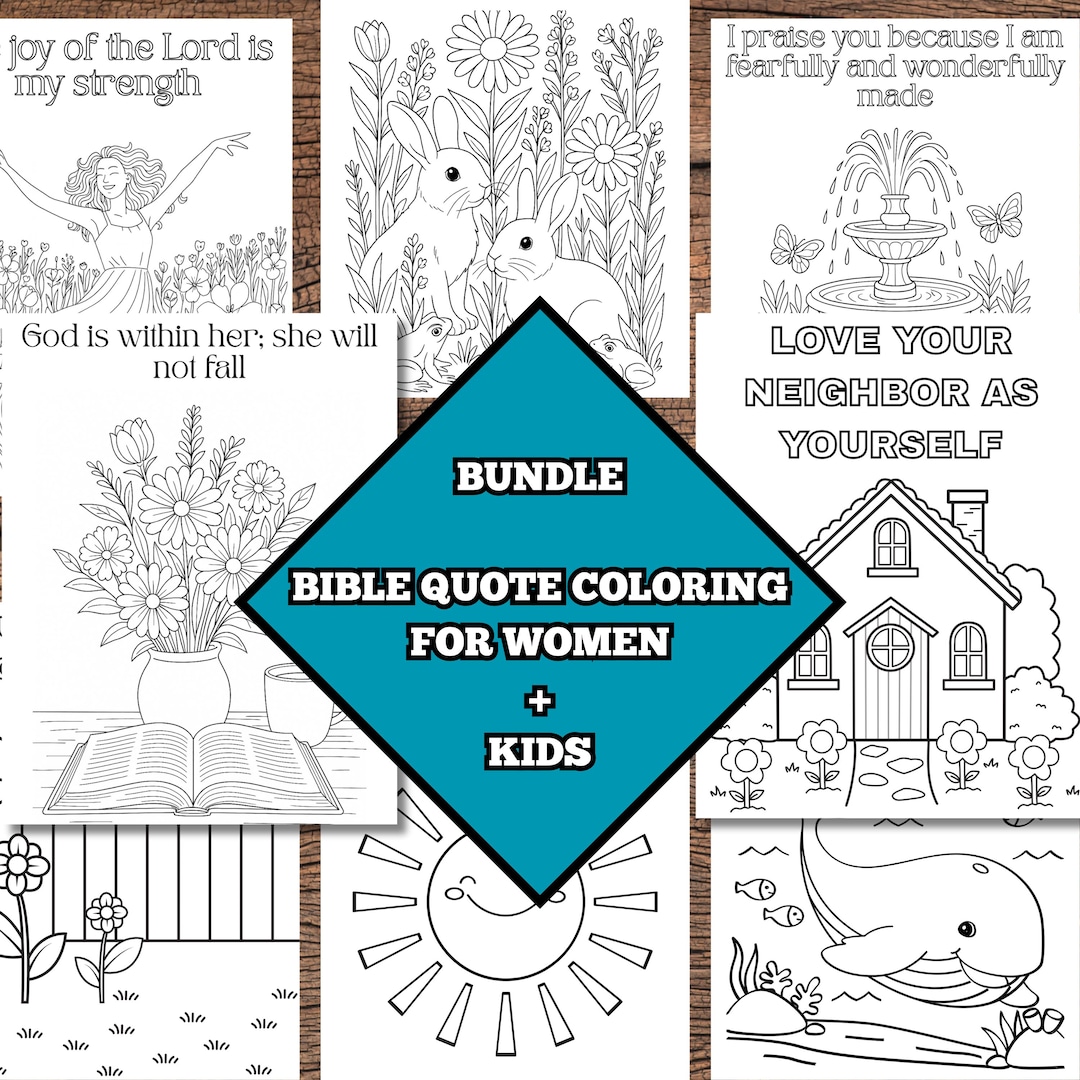 Bible Verse Coloring Pages Bundle for Women & Kids – 20 Printable ...