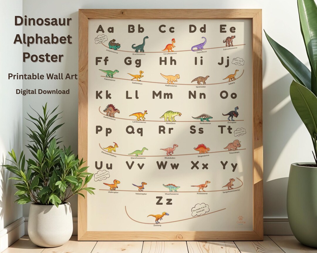 Dinosaur Alphabet Poster | ABC Learning Wall Art (digital Download) - Etsy