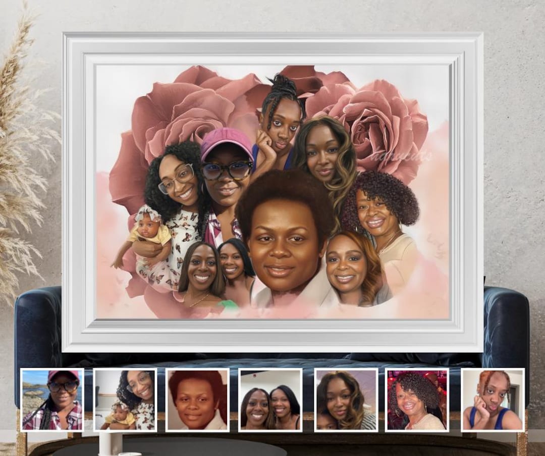 Custom Family Painting Digital Drawing Collage Merge - Etsy