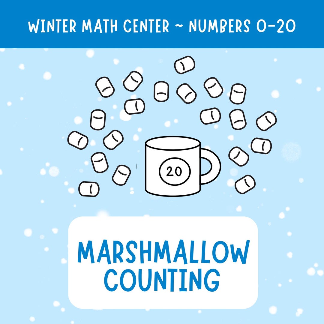 Marshmallow Counting Activity | Hot Cocoa Number Cards 1–20 | Winter ...