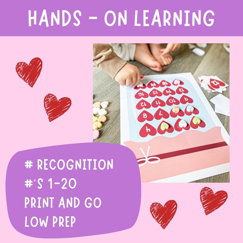Valentine Number Recognition 1–20 | Preschool Math Activity | Hands-on ...