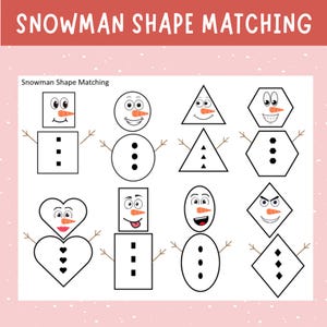 Snowman Shape Matching | Christmas Learning Activity | Toddlers and ...