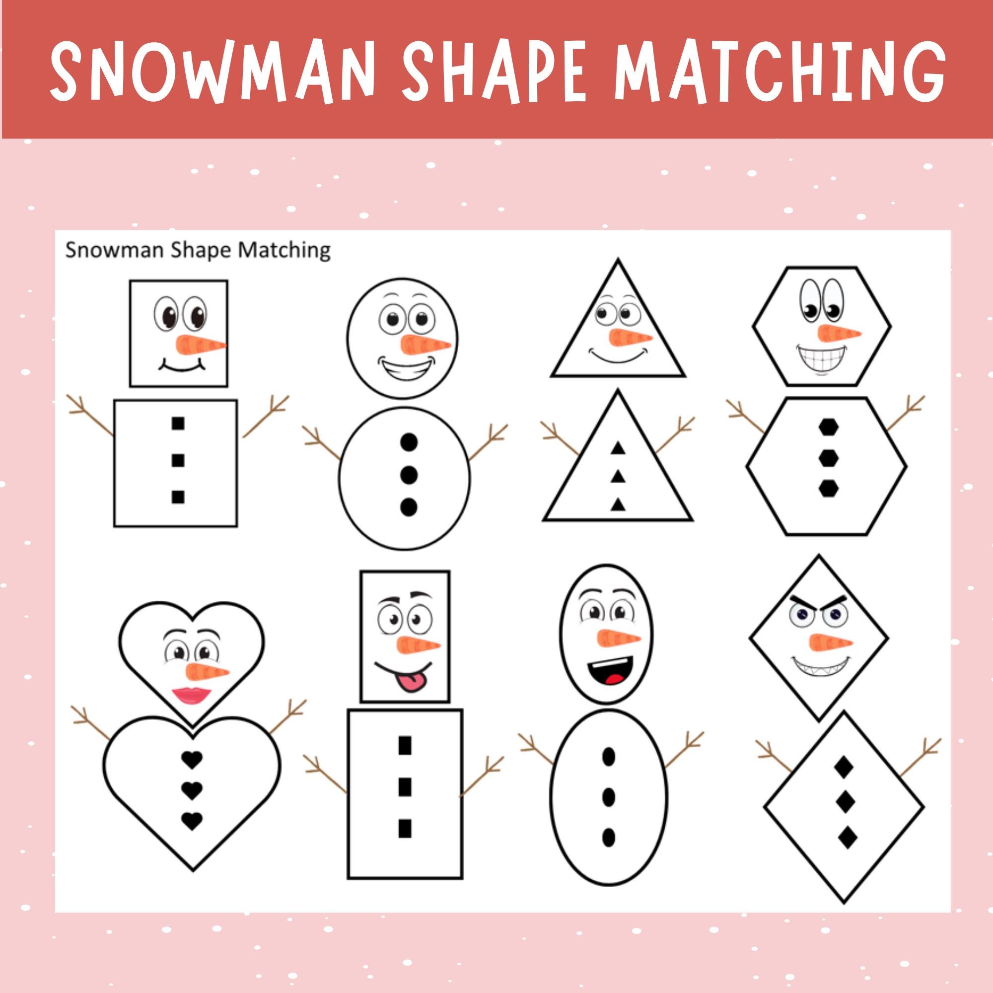Snowman Shape Matching | Christmas Learning Activity | Toddlers and ...