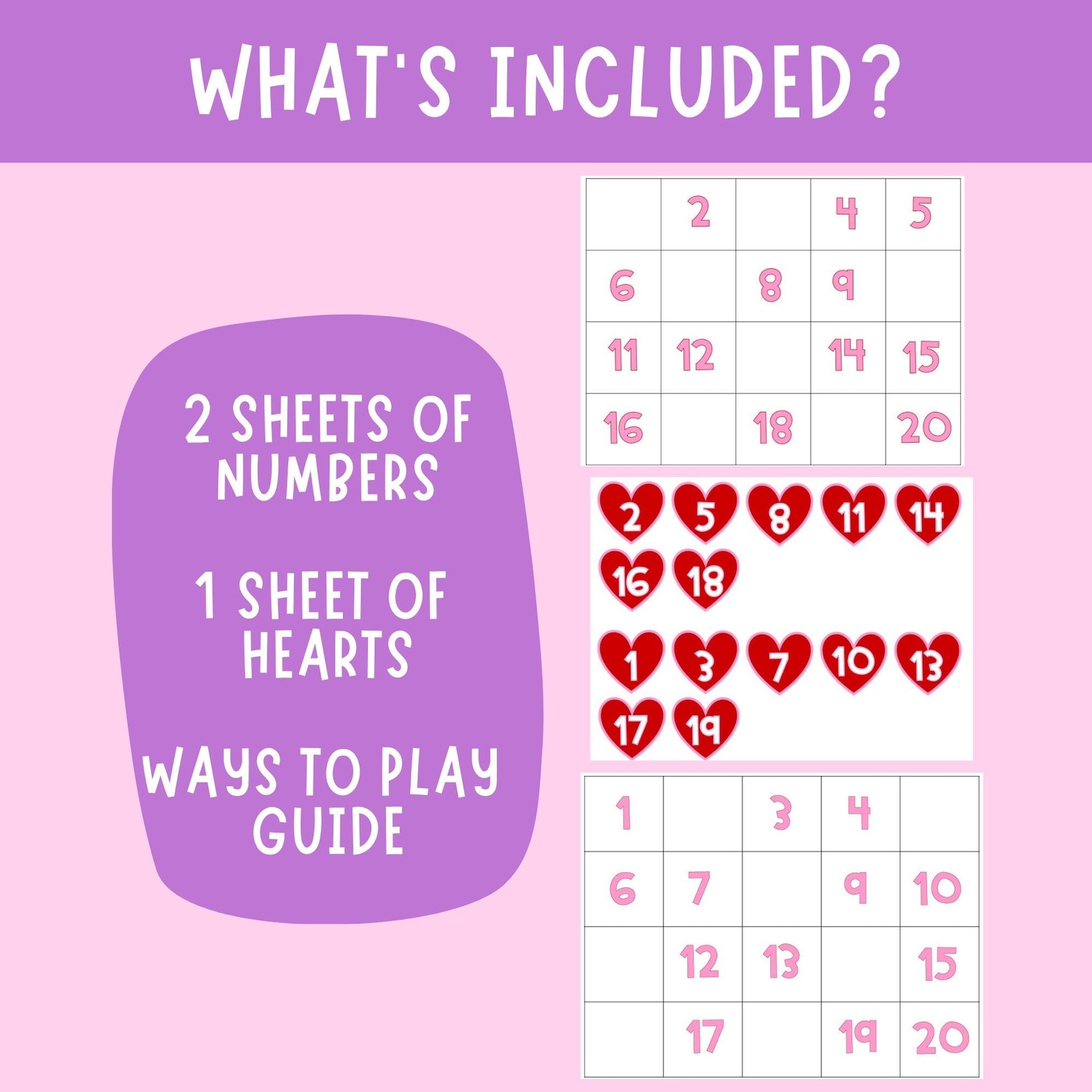 Valentine Number Sequencing 1–20 | Heart Math Cut and Paste Activity ...