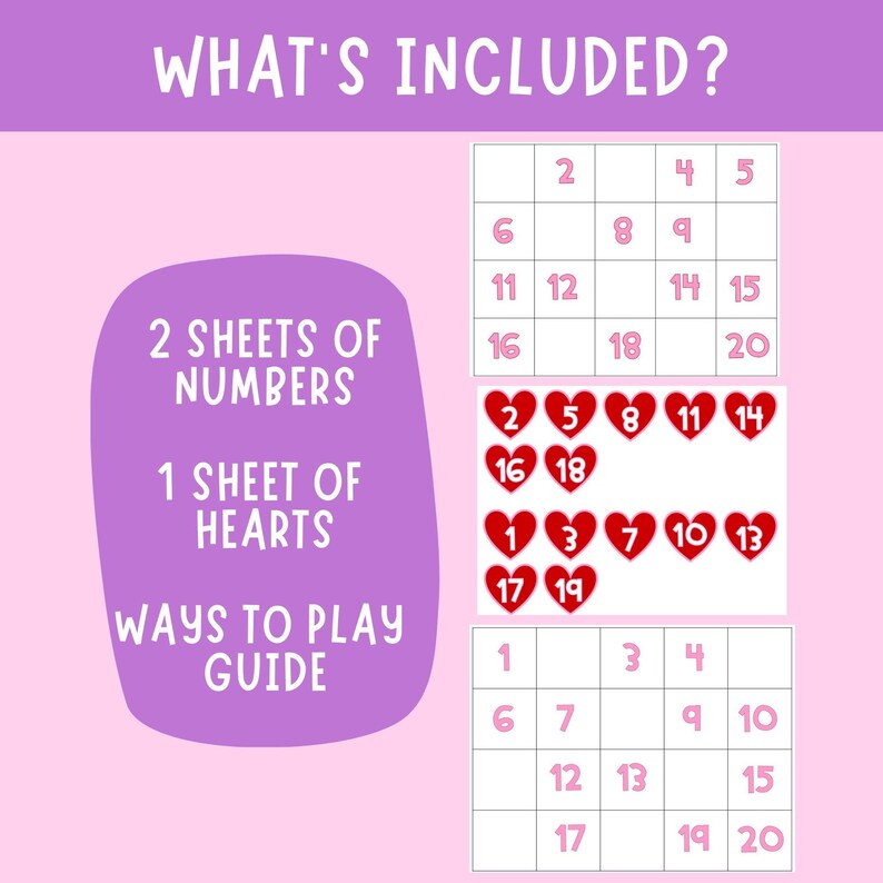 Valentine Number Sequencing 1–20 | Heart Math Cut and Paste Activity ...