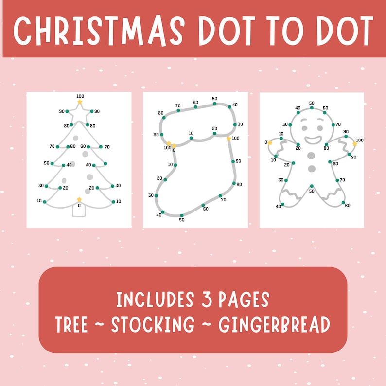 Christmas Dot to Dot • Skip Counting by 10s • Numbers 0–100 • Preschool ...