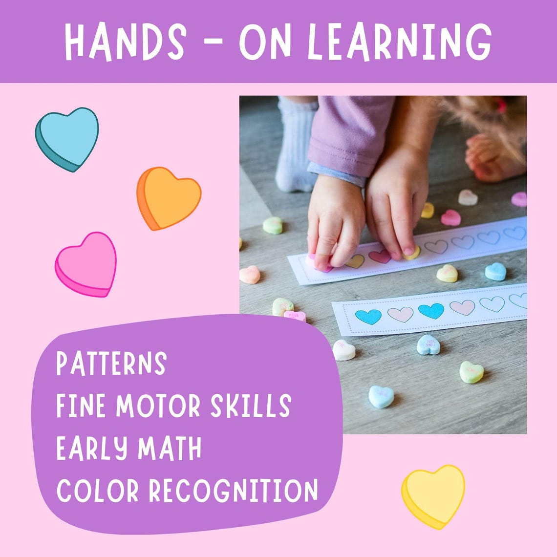 Candy Heart Patterns | Valentine Pattern Activity for Preschool | Fine ...