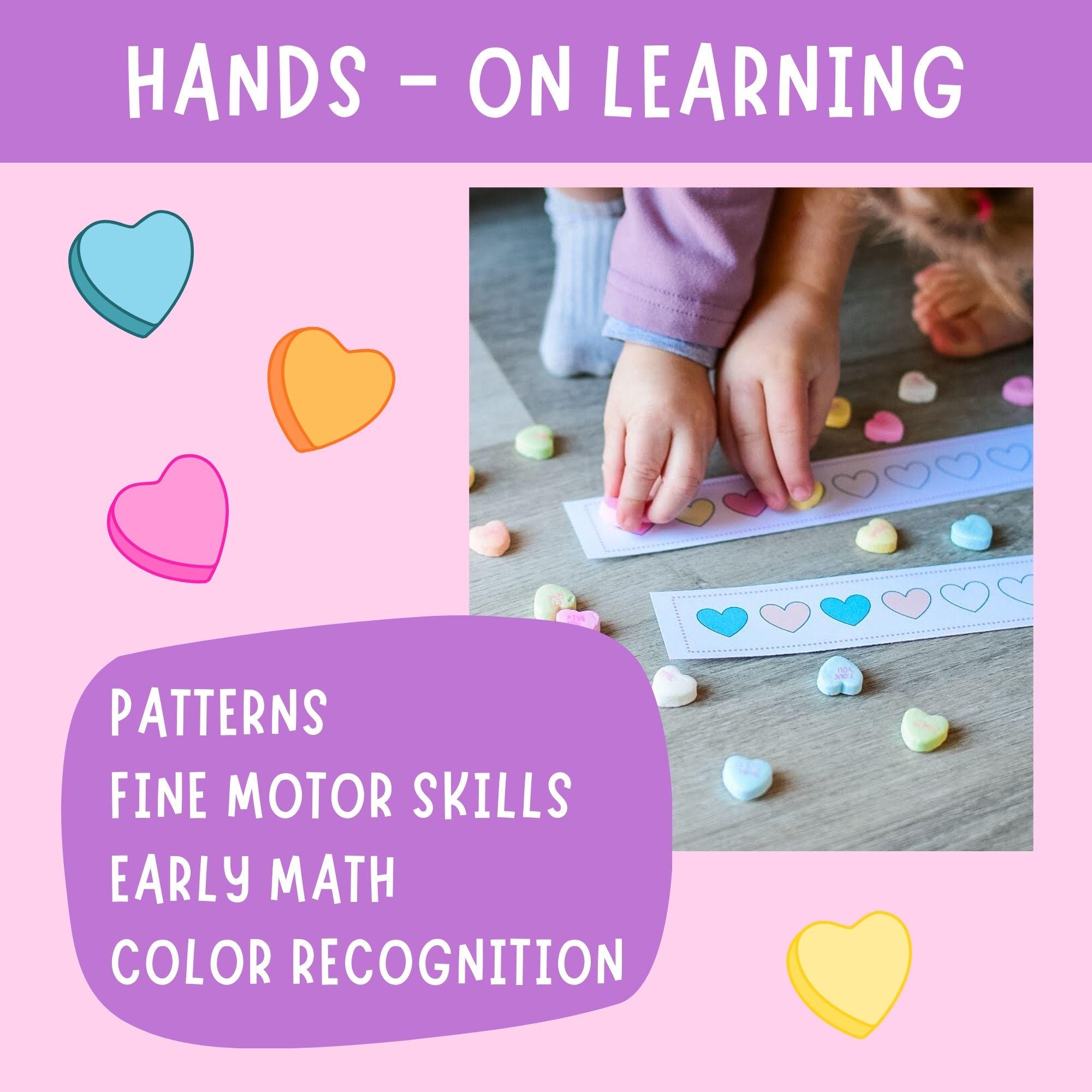 Candy Heart Patterns | Valentine Pattern Activity for Preschool | Fine ...