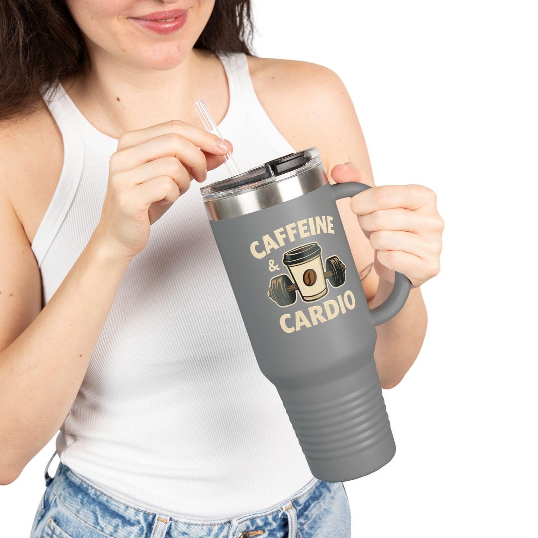Caffeine & Cardio Barbell Coffee Cup Insulated Travel Mug 40oz - Etsy