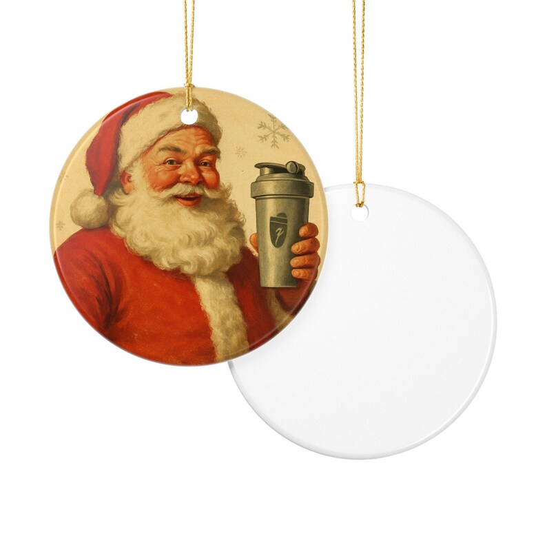 Vintage Santa Holding Protein Shaker Ornament | Ceramic Decoration - Etsy
