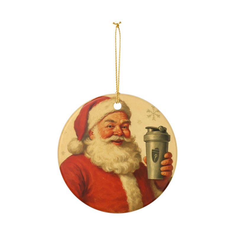 Vintage Santa Holding Protein Shaker Ornament | Ceramic Decoration - Etsy