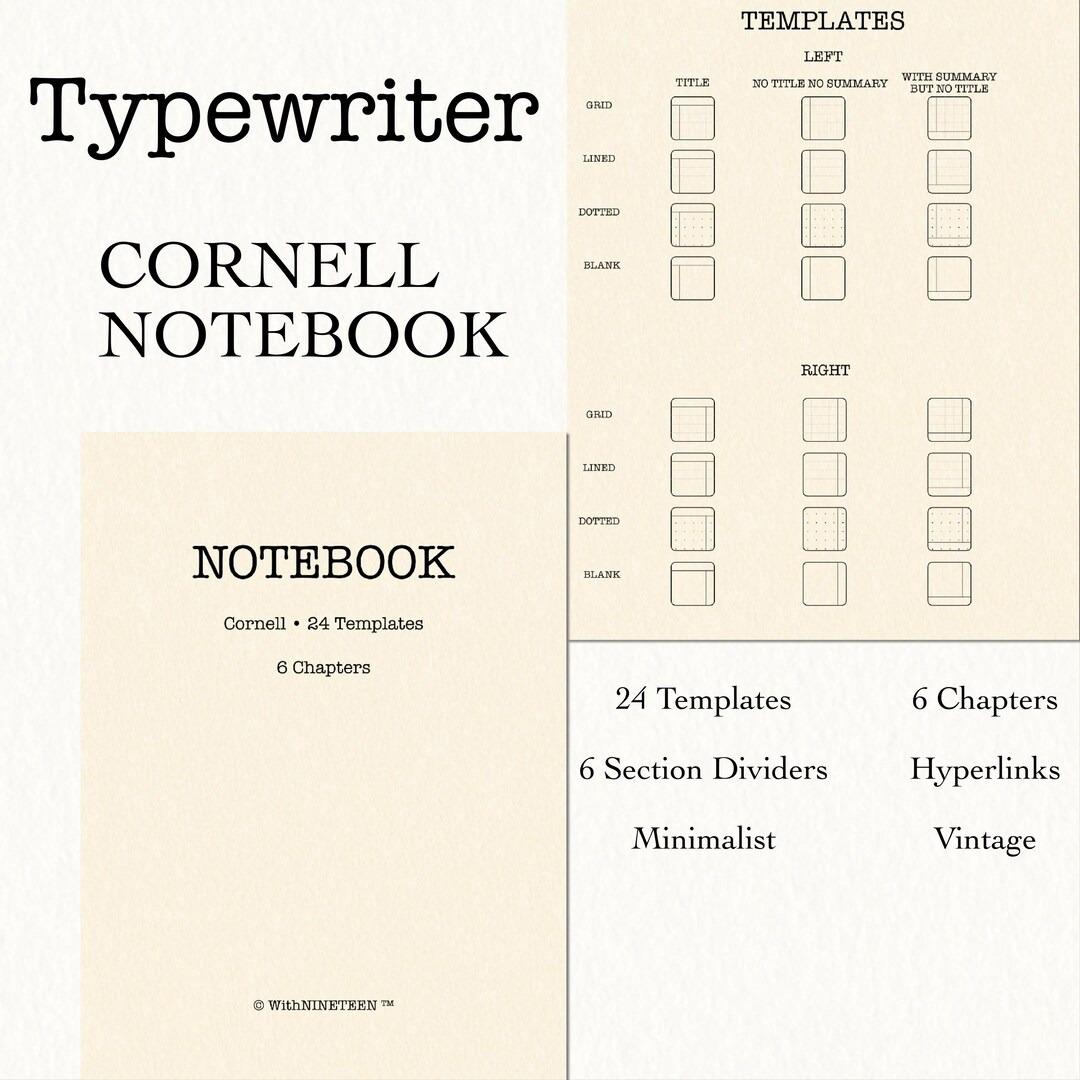 Digital CORNELL Notebook | iPad Note-taking | Typewriter Style - Etsy