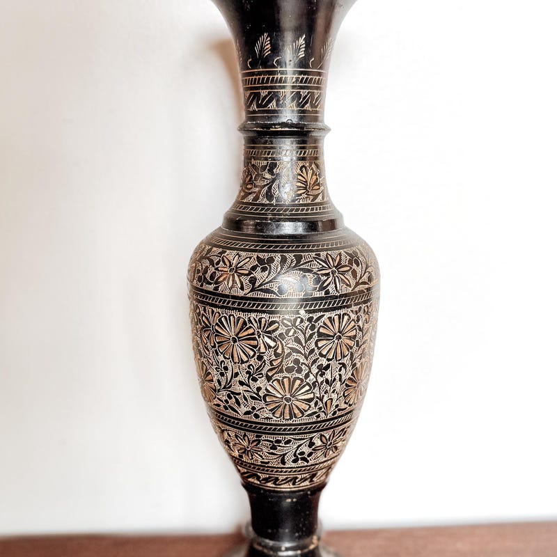 Brass and Black Vases - Etsy