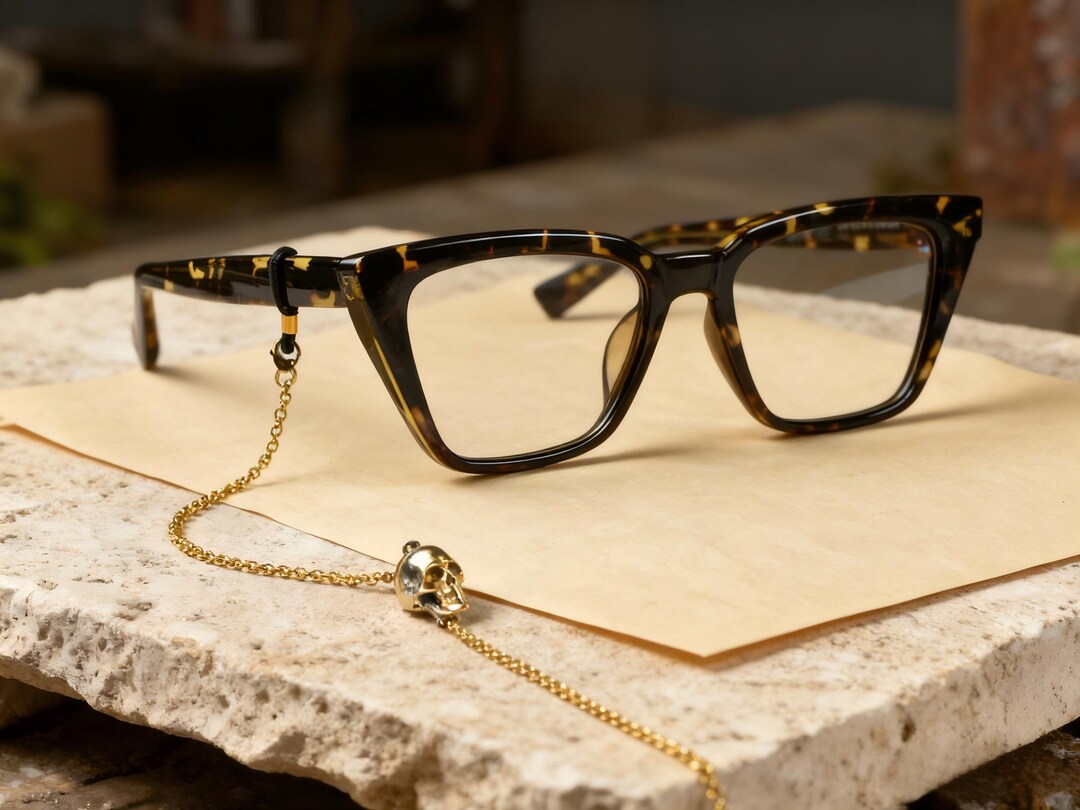 Gold Silver Skull Eyeglass Chain, Gothic Punk Glasses Holder, Biker ...