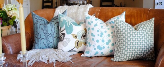Beautiful Decorative Pillow Cover-18x18-cotton-betwixt-water/ivory ...