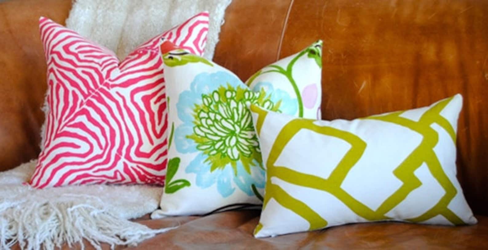 Designer Print-pillow Cover-20x20-animal Print-pink-white-spring - Etsy