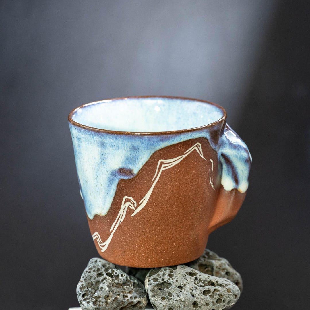 Rock Climbing Mug With Real Holds, Handmade Ceramic Bouldering Cup ...