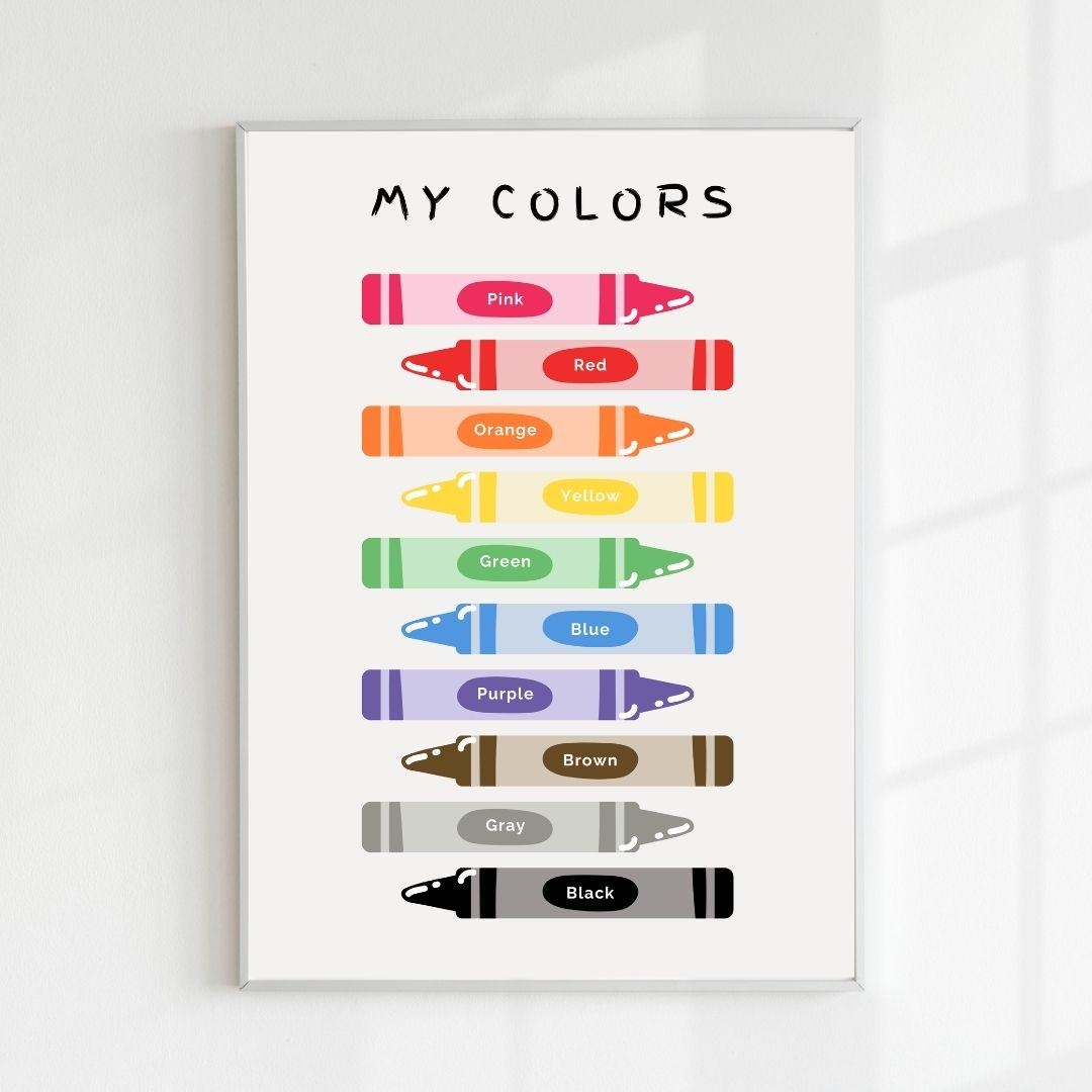 My Colors Classroom Poster | Printable Color Chart for Kids | Crayon ...