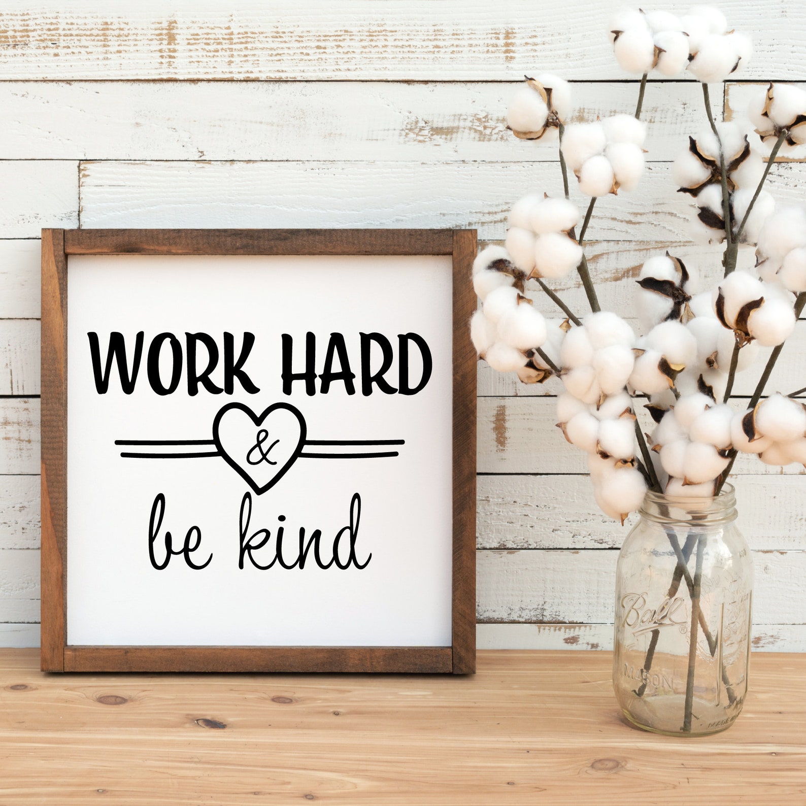 Work Hard Be Kind SVG Work Hard SVG Handgetekend gesneden bestand Be ...
