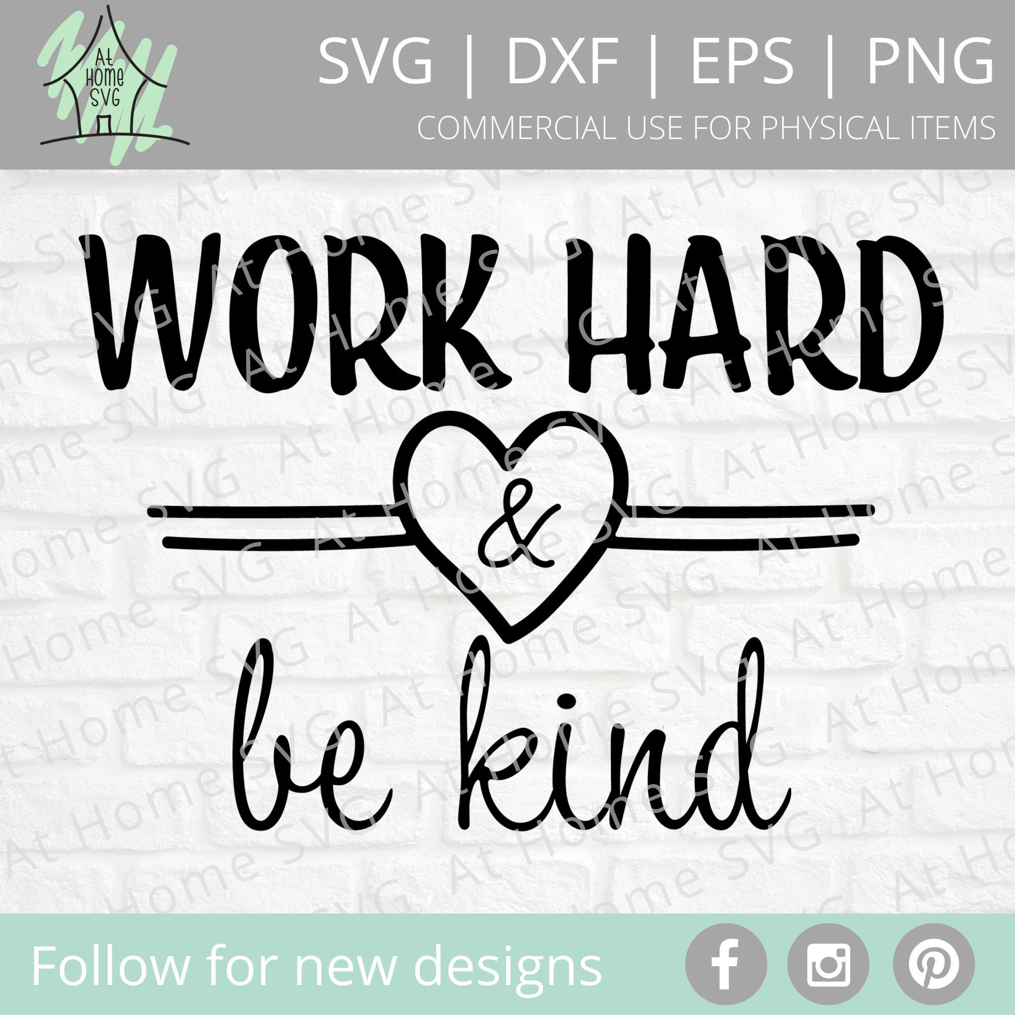 Work Hard Be Kind SVG Work Hard SVG Hand Drawn Cut File Be Kind Cut ...