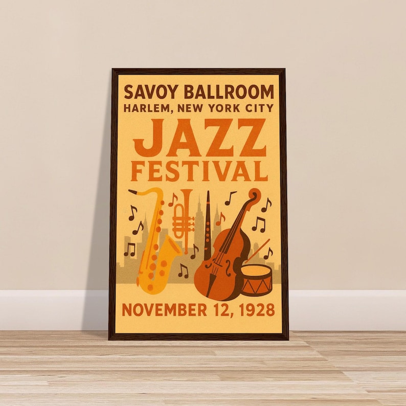 Retro 1920s Jazz Festival Framed Poster – Vintage NYC Jazz Scene Art - Etsy