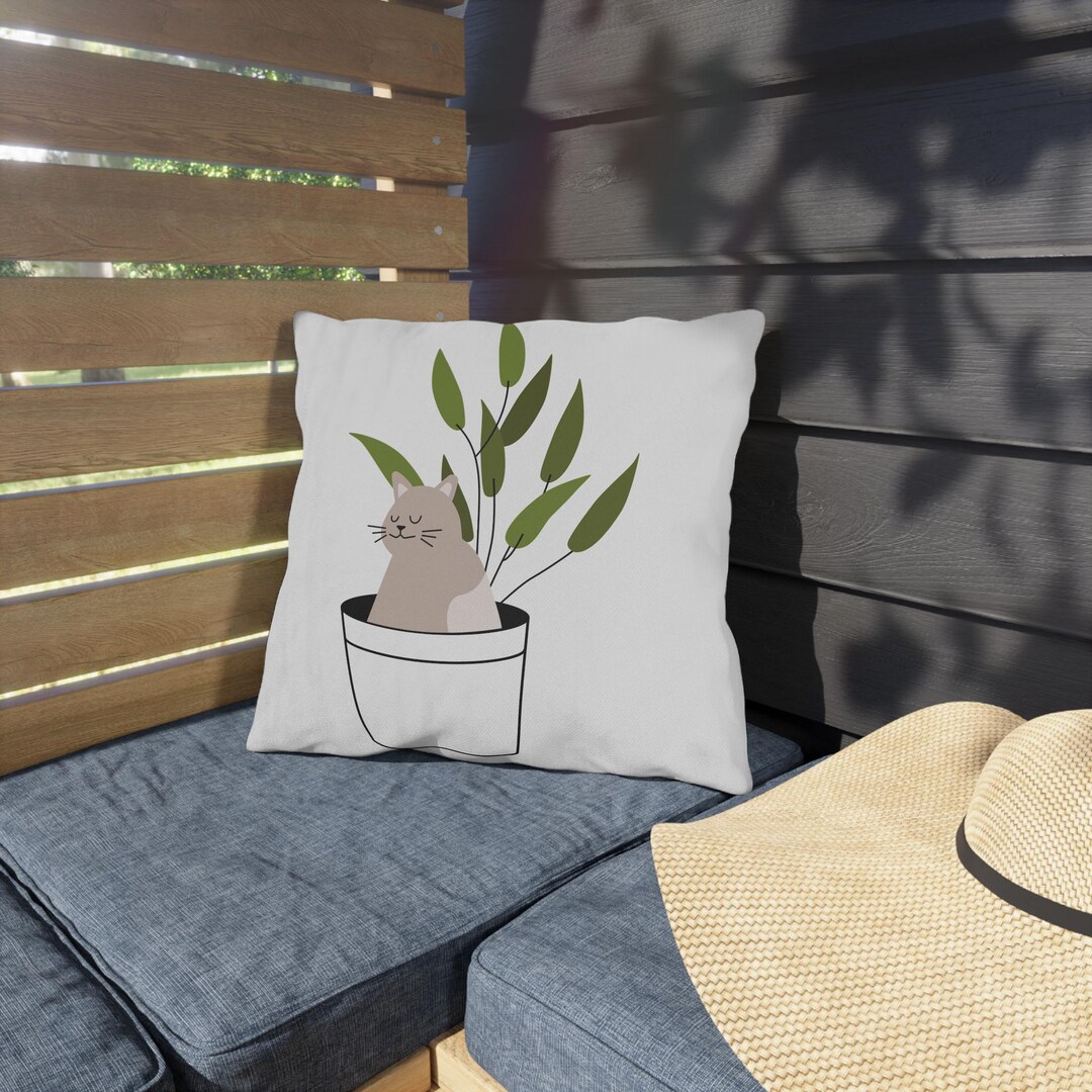 Cat Planter Pillow | Sunny Outdoor Accent Decor - Etsy