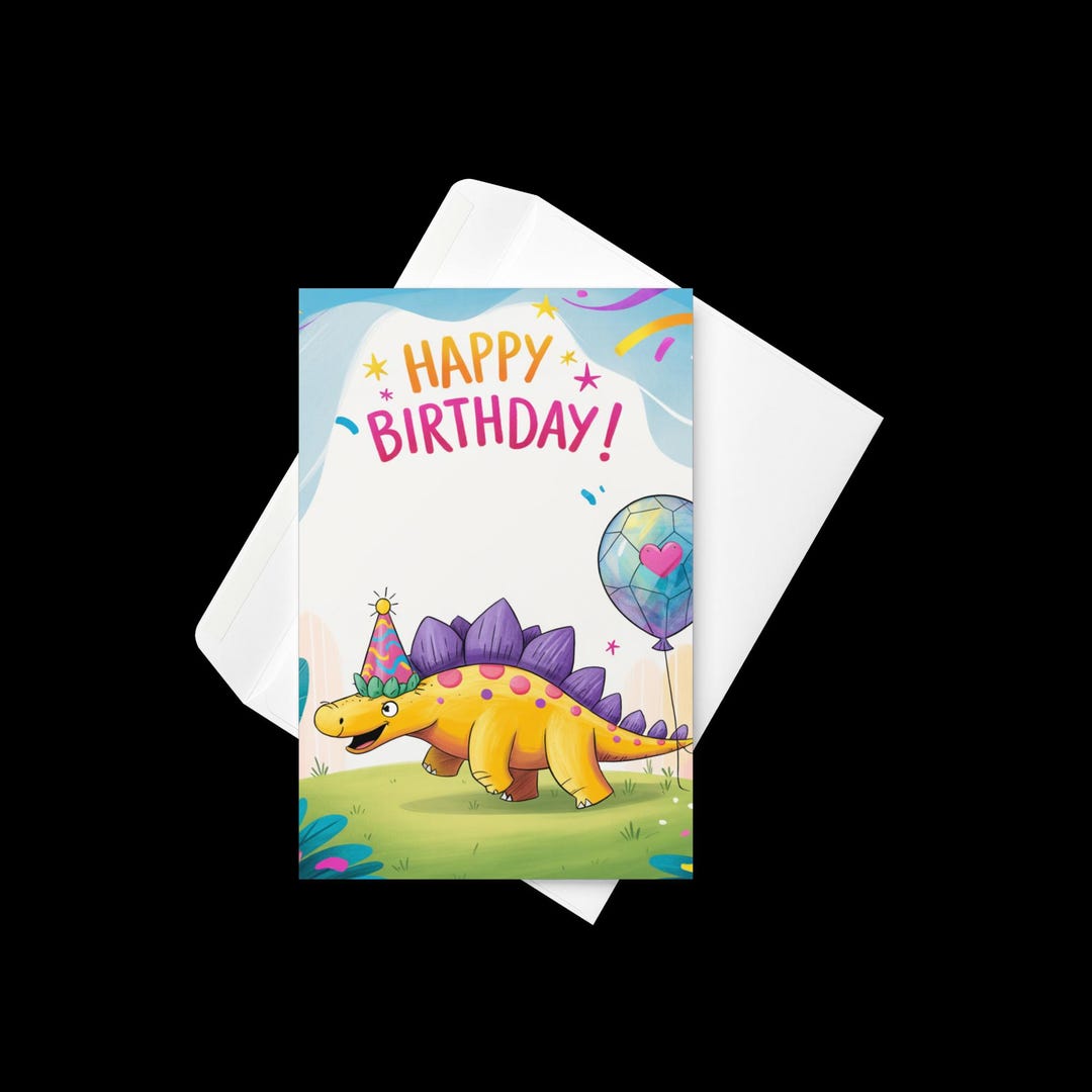 Stegosaurus Happy Birthday Greeting Card - Etsy