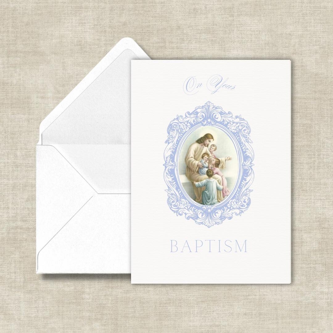 Blue Baptism Card | With Envelope 5x7 | Hand Made | Religious ...