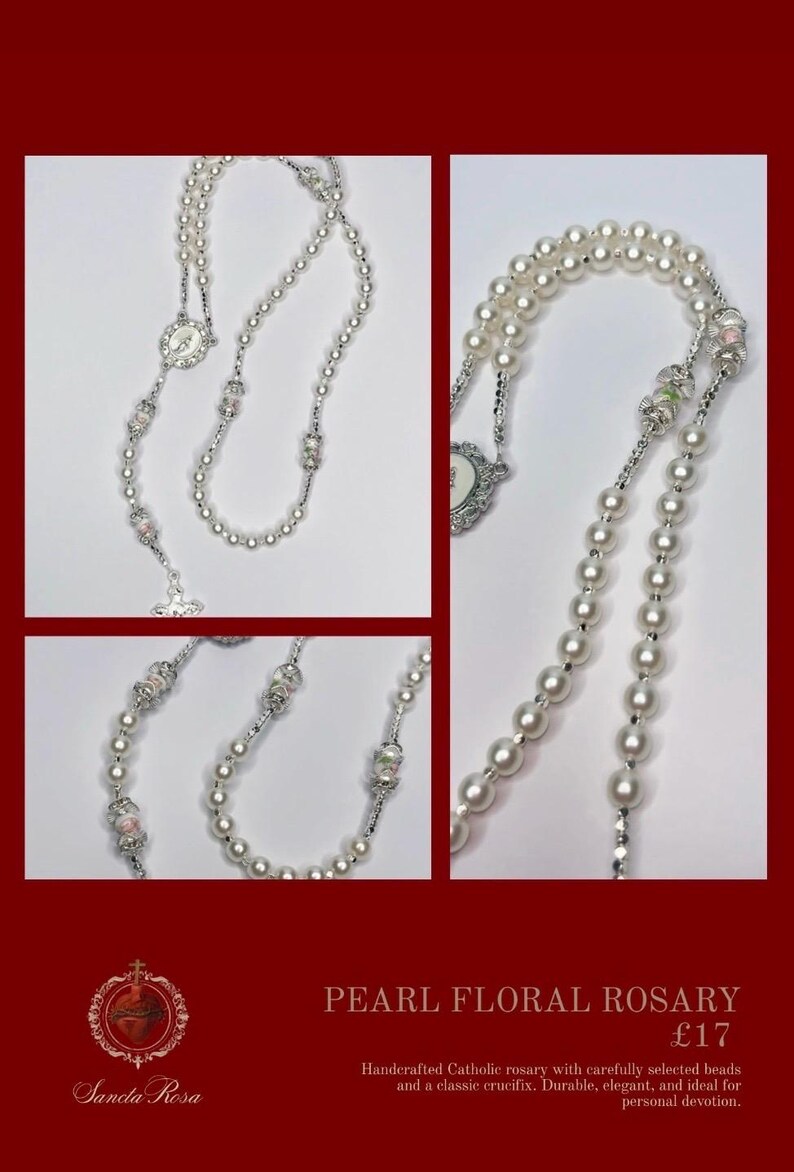 Dusted Blue & Pearl Floral Rosary Bundle X2 Catholic Rosary Handmade - Etsy