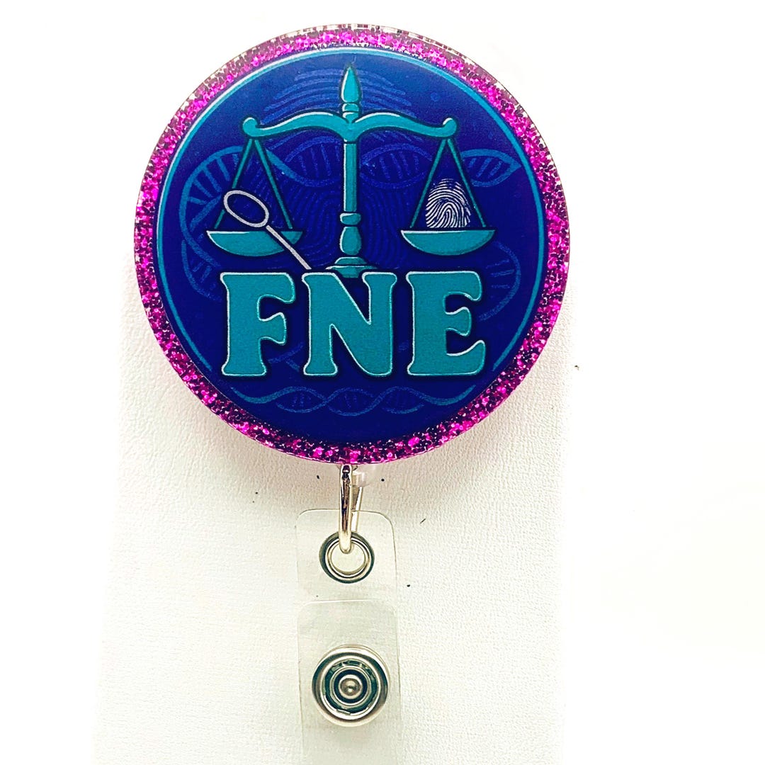 Forensic Nurse Badge Reel | Glitter FNE ID Holder | Scales of Justice ...
