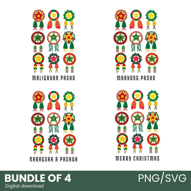 Filipino Christmas Parol Art | Pasko Greetings PNG SVG (digital ...