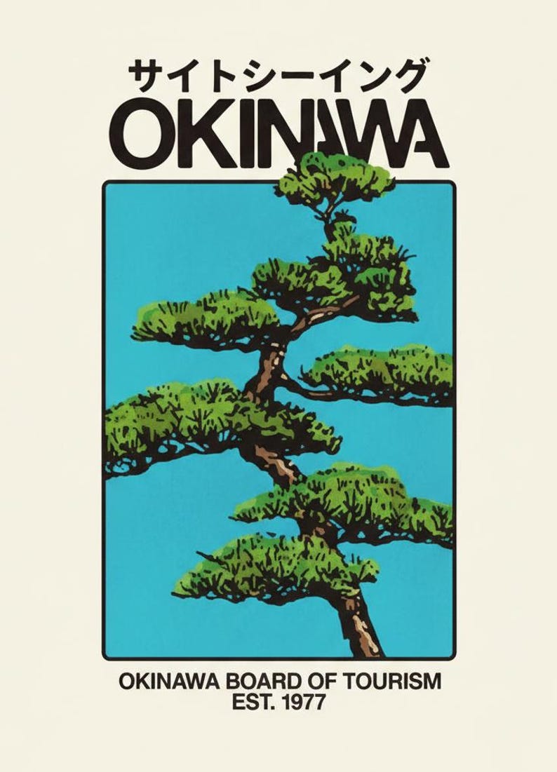 Vintage Okinawa Travel Poster – Japanese Island Aesthetic Art - Etsy