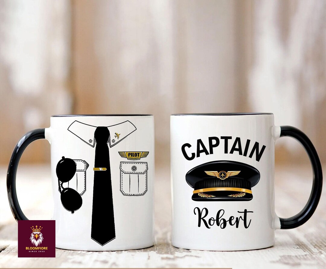 Personalized Pilot Mug, Custom Captain Coffee Mug, Aviation Airplane ...