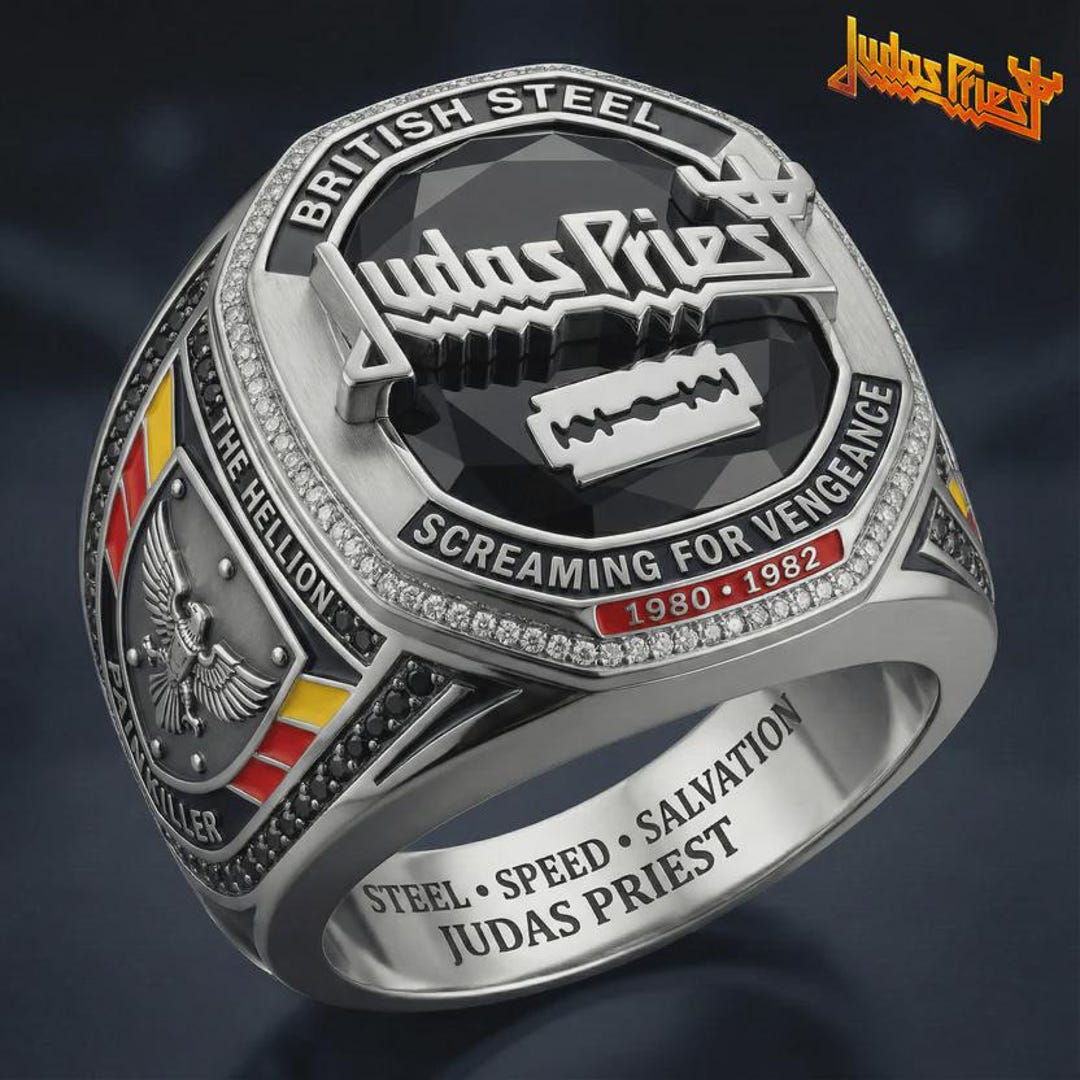 Judas Priest Ring British Steel Heavy Metal Jewelry Razorblade Signet ...