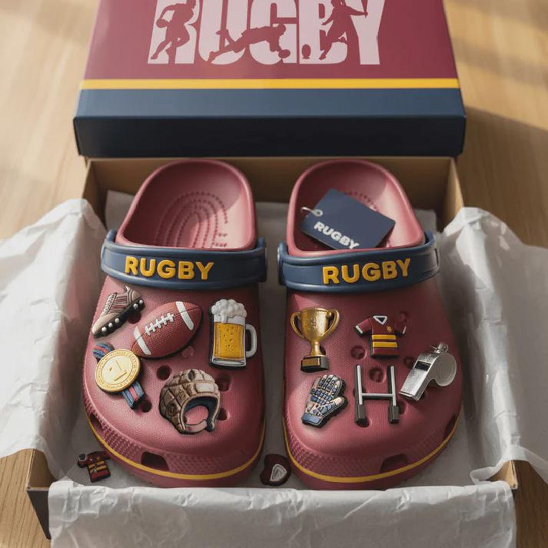 Rugby Player Clogs Sport Team Shoes Scrum Cap Fan Gift Rugby Ball ...